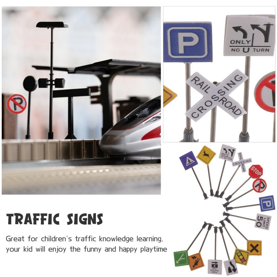 14 Pcs Toy Construction Signs Miniature Road Traffic Baby Stop | eBay ...