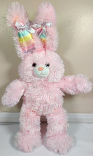 Build A Bear Pawsome Pink Bunny 21" Plush Rainbow Ears Rabbit Stuffed ...