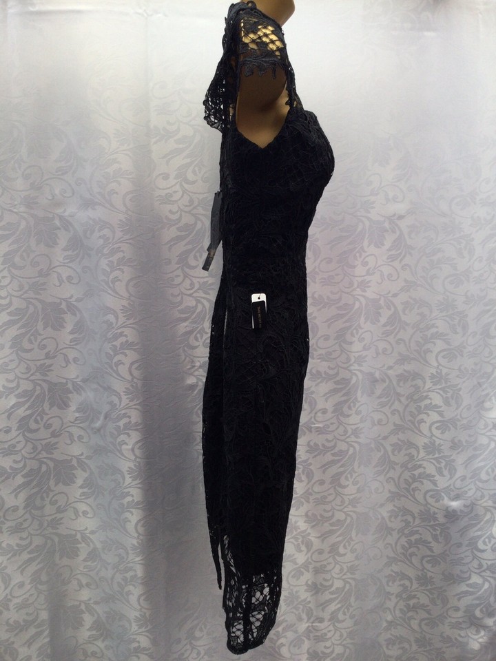 LIPSY VIP Size 10 New Black Lace Detail Knee Length Party Dress Wedding ...