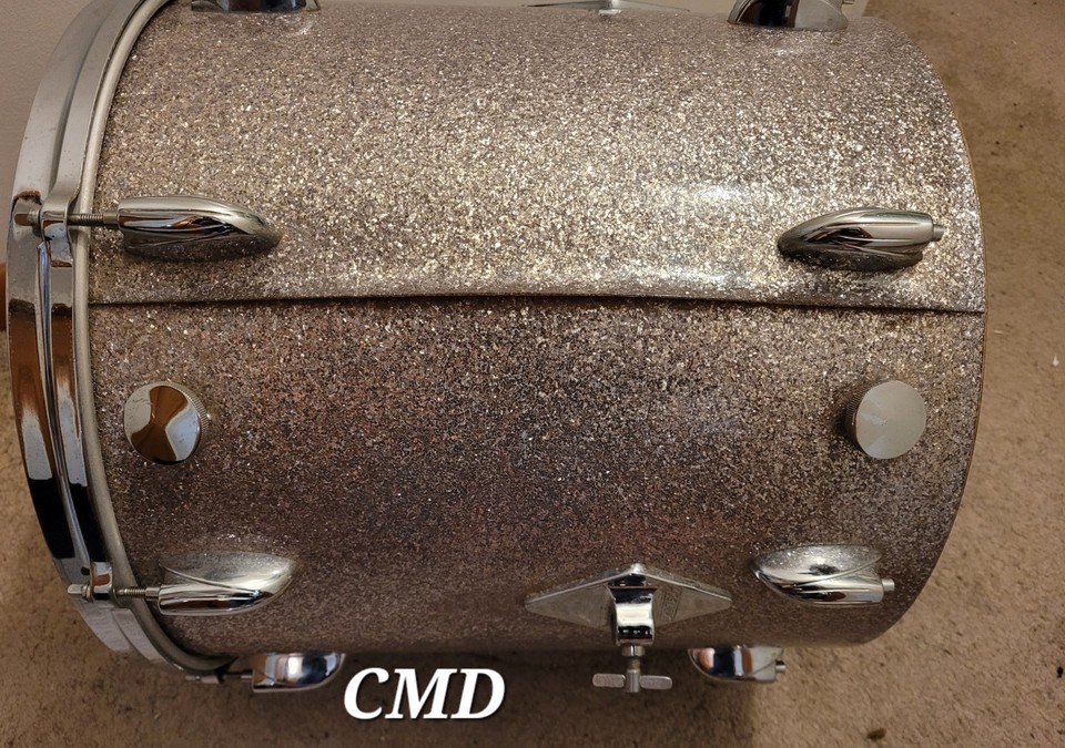 VINTAGE GRETSCH 1970s STOP SIGN BADGE 16X16 FLOOR TOM SILVER GLASS ...