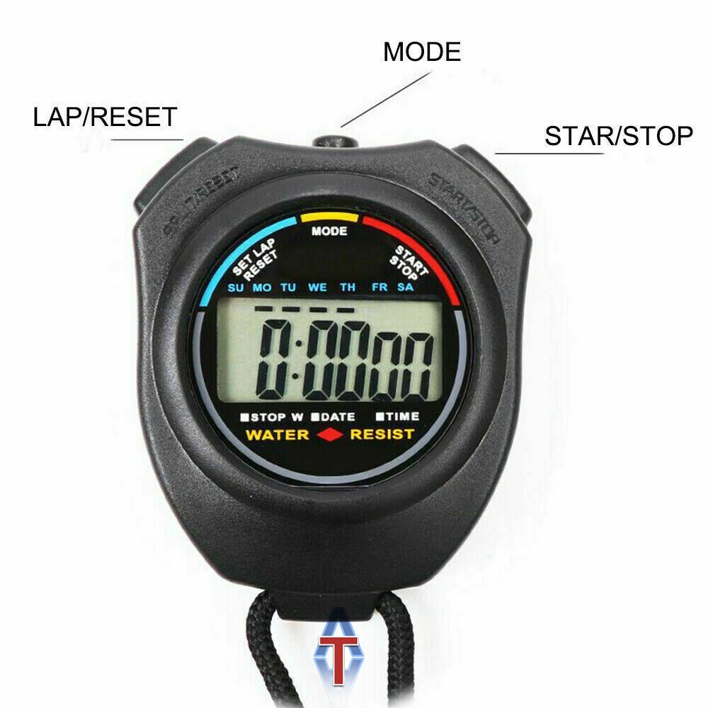 Digital Stopwatch Black Handheld Sports Stopwatch Stop Watch Timer ...
