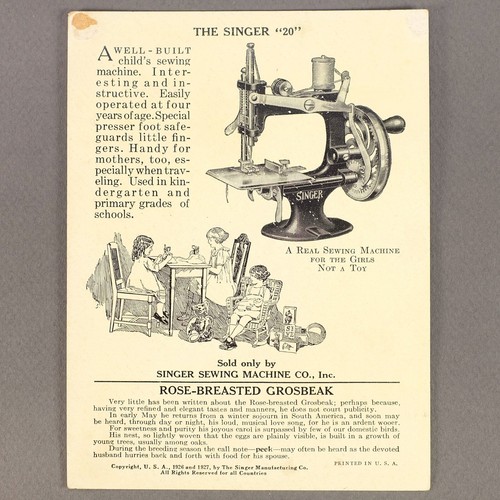 Rare SINGER 20 Miniature Sewing Machine Antique Advertising Trade Card ...