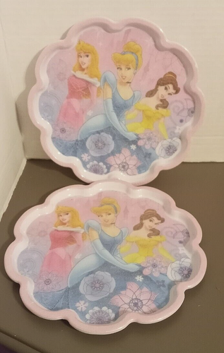 2 Disney Princess melamine small plates Cinderella/ Aurora/ Belle ...