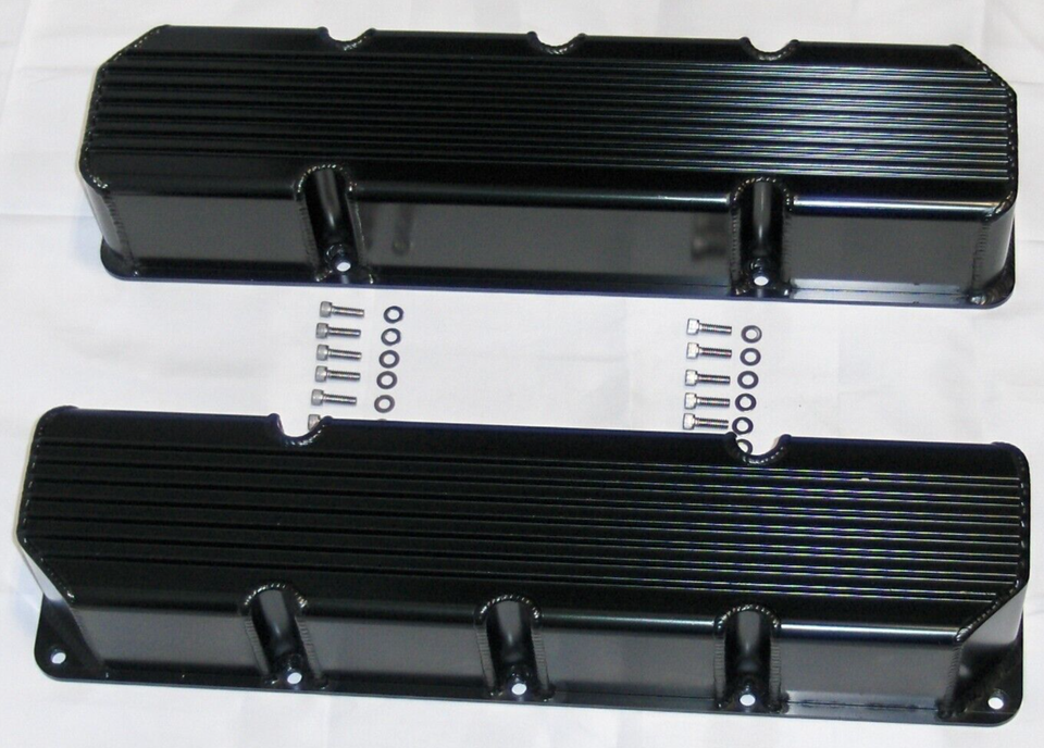 1976-1987 Jeep AMC Black Fabricated Aluminum Fin Valve Covers V8 304 ...