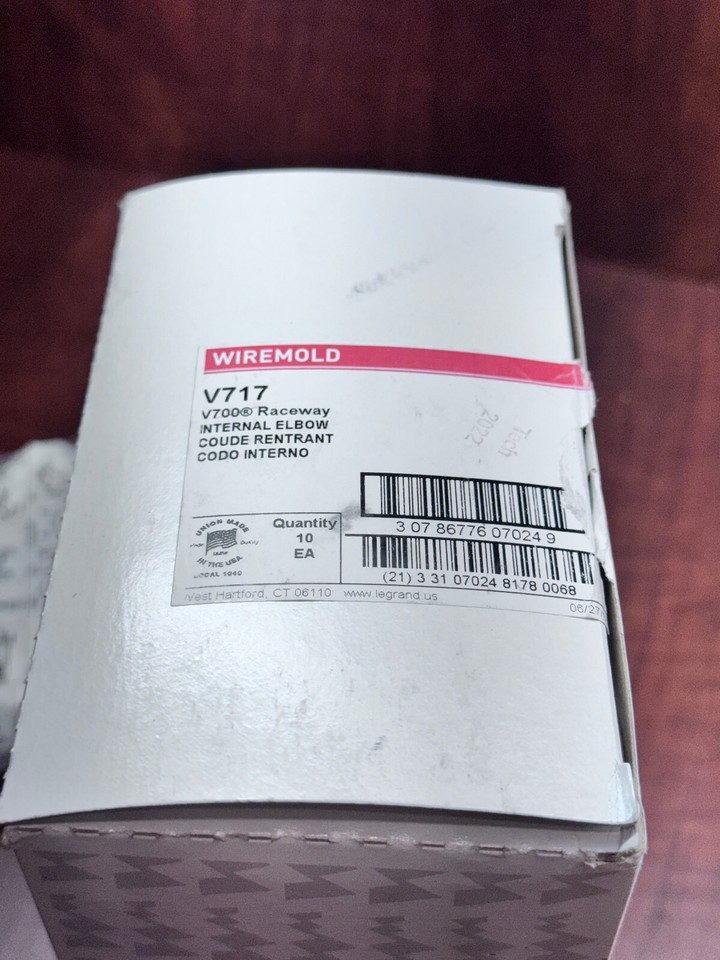 10 Pack, WIREMOLD LEGRAND V717 V700 RACEWAY INTERNAL ELBOW IVORY ...
