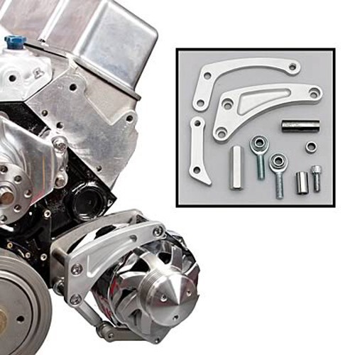 SATIN ALUMINUM ALTERNATOR BRACKET SWP SMALL BLOCK CHEVY 283 327 350 383 ...