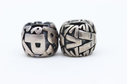 VTG Rci 925 Italy "P" & "V" initial Bead Charms For Bracelet Sterling ...