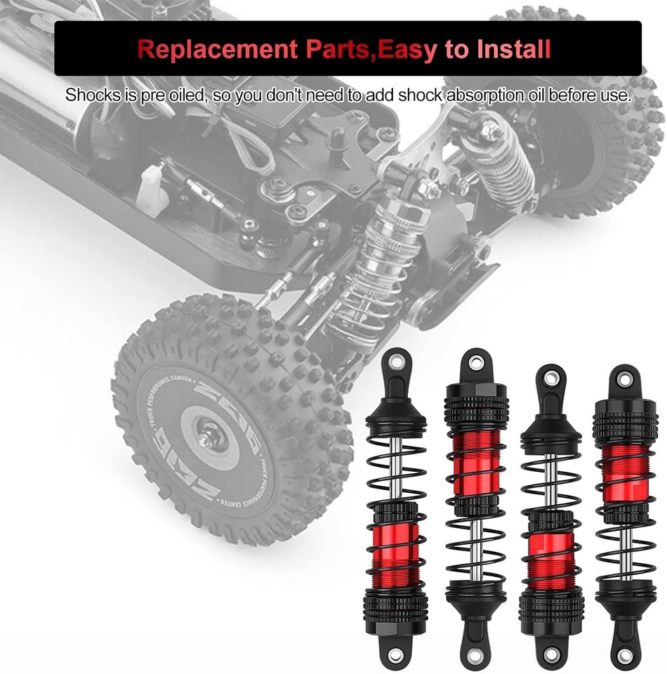 4PCS RC Oiled Shocks Absorber Set Fit for 1/12 1/14 1/16 Cars Black red ...