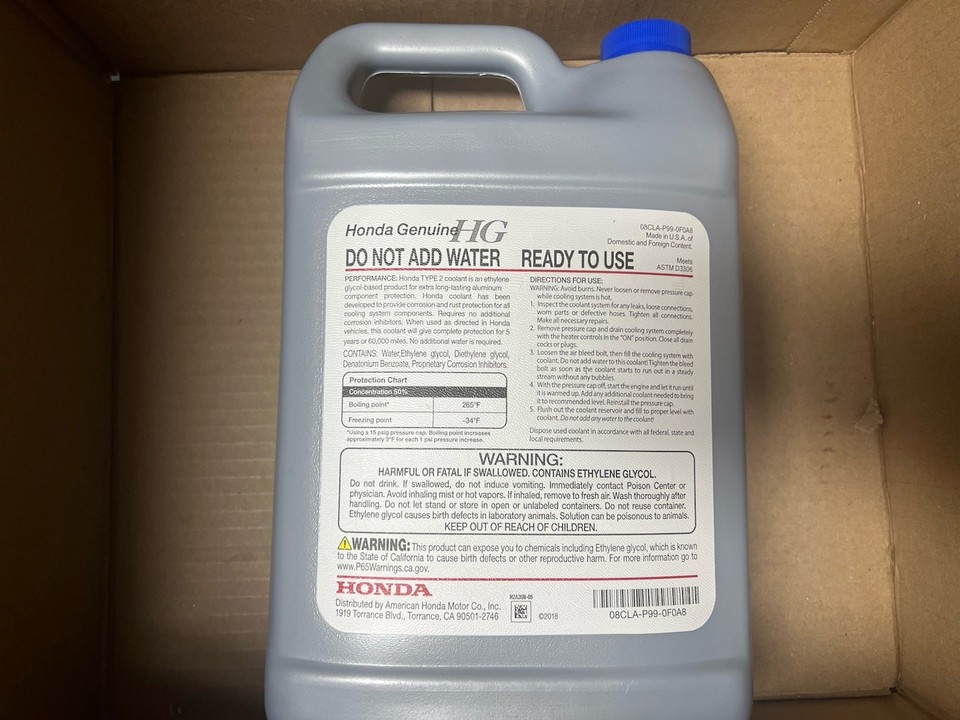 For Honda Acura Sterling 1 Gallon Engine Coolant Antifreeze Type 2 Blue ...