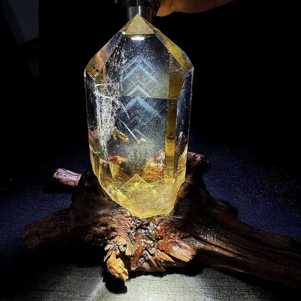 430g Natural Citrine Quartz Obelisk Crystal Energy Point Reiki Decor ...