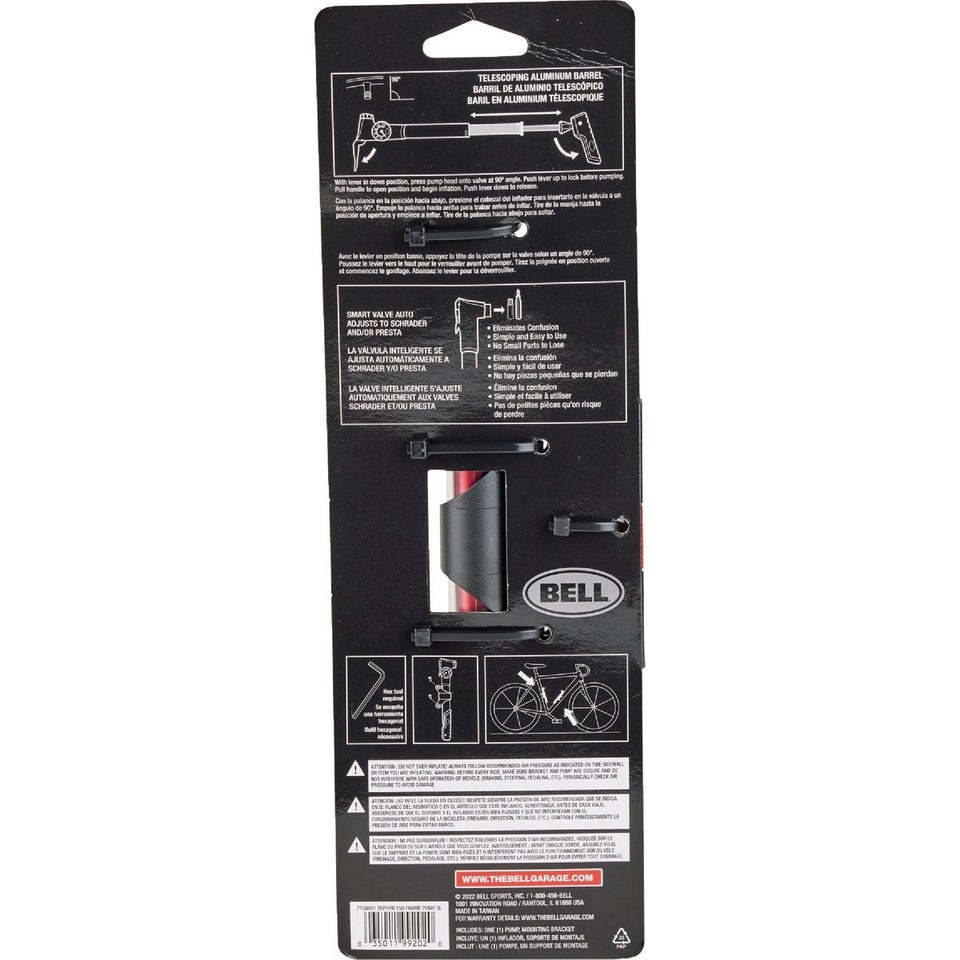 Bell Zephyr 150 Schrader/Presta Bicycle Frame Pump 7158891 Bell Sports ...