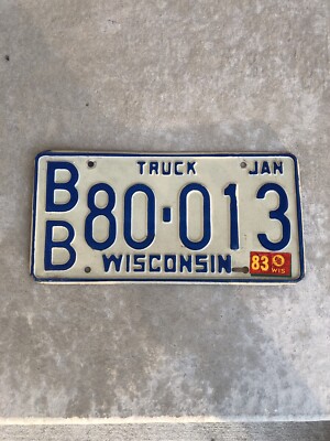 Vintage Jan 1983 Wisconsin Truck BB License Plate 80-013 | eBay