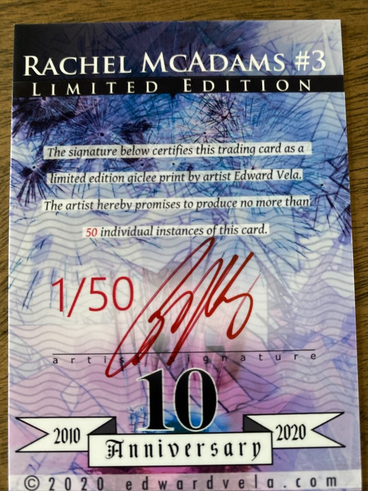 Rachel McAdams #3 Art Card Limited Numbered 1/50 Edward Vela Signed ...