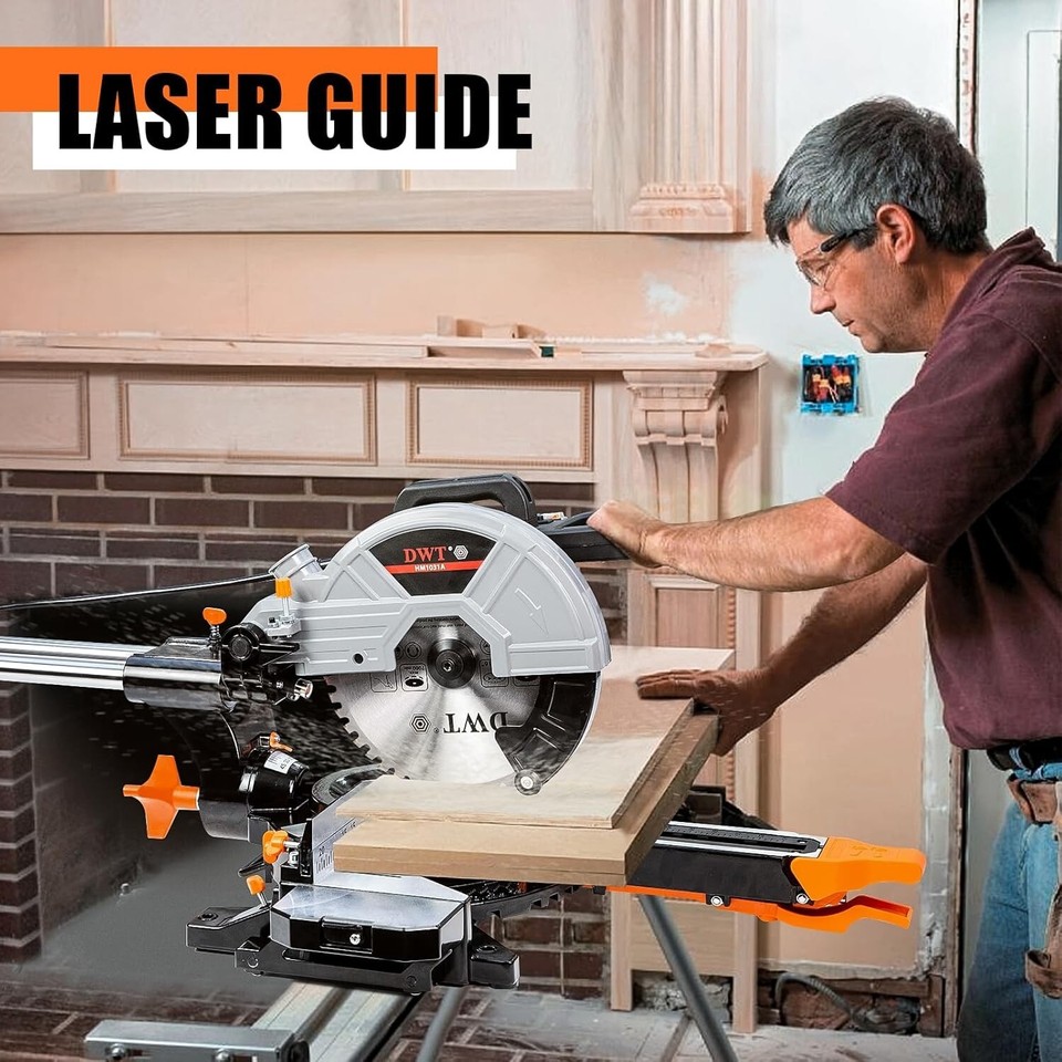 Sliding Compound Miter Saw with 3 Blades, 15A 10", Double Speed (4500 ...