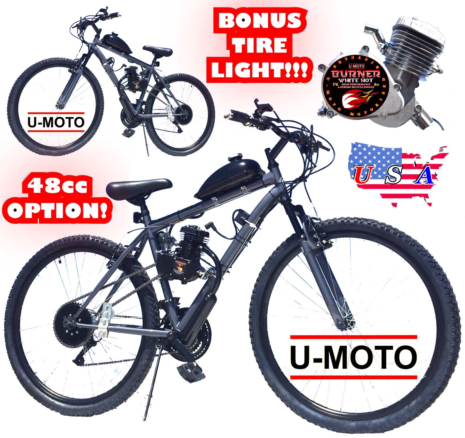 COMPLETE DIY 2-STROKE 66CC/80CC MOTORIZED BIKE KIT WITH 26" MT BICYCLE | eBay