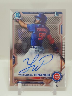 2021 Bowman Chrome 1st Yohendrick Pinango Base Auto Cubs RC ROOKIE ...