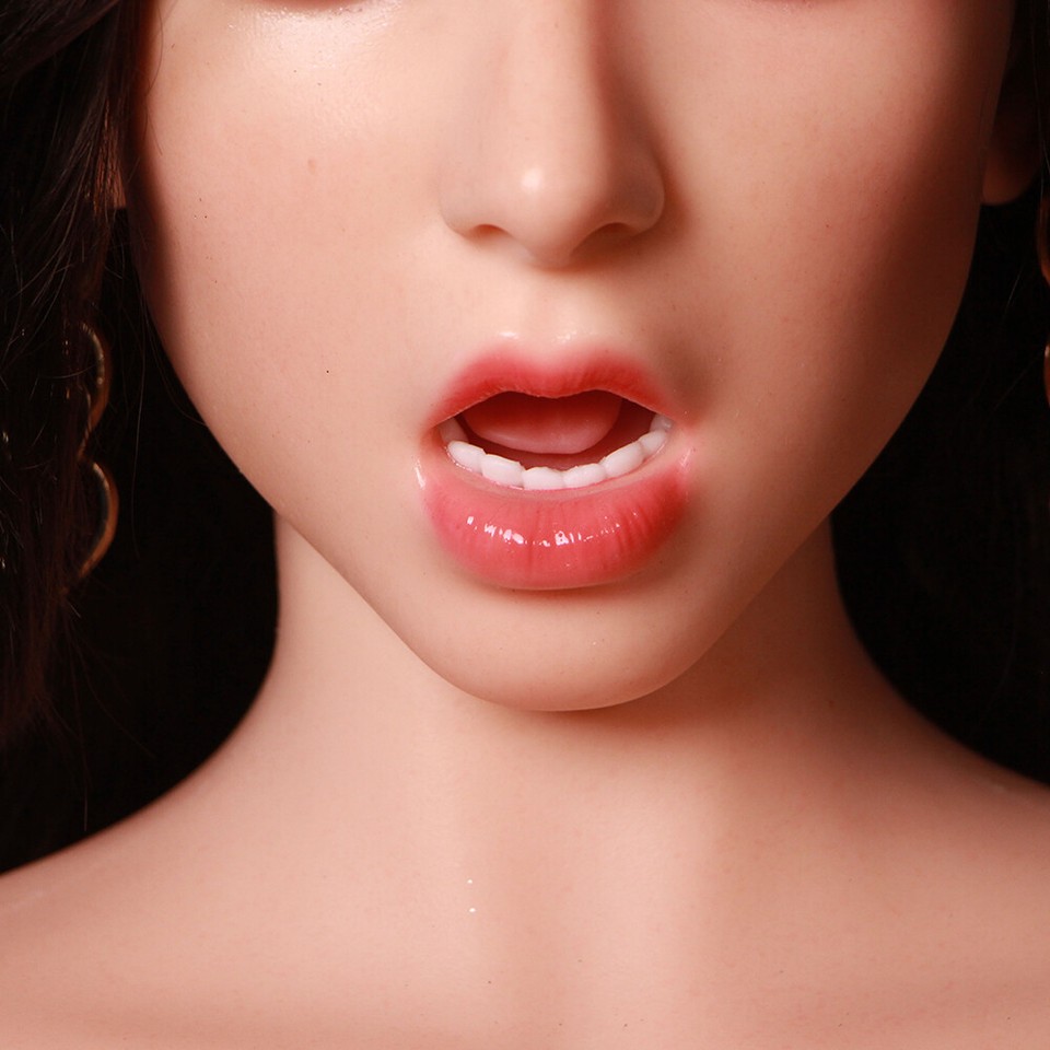 Silicone Sex Doll Head real oral movable jaw real tongue implanted Hair ...