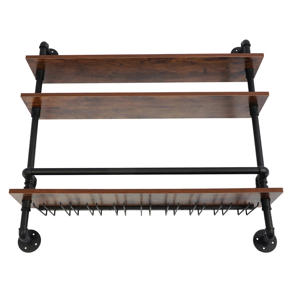 Industrial Pipe Rack Wall Mounted Hangers For Storage Metal Wine ...
