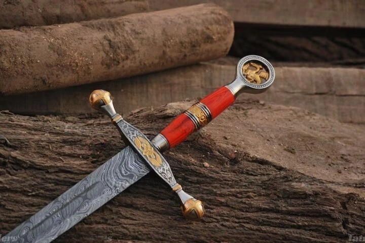 Hand Forged Damascus Steel Viking Sword Battle Ready Medieval Gift ...