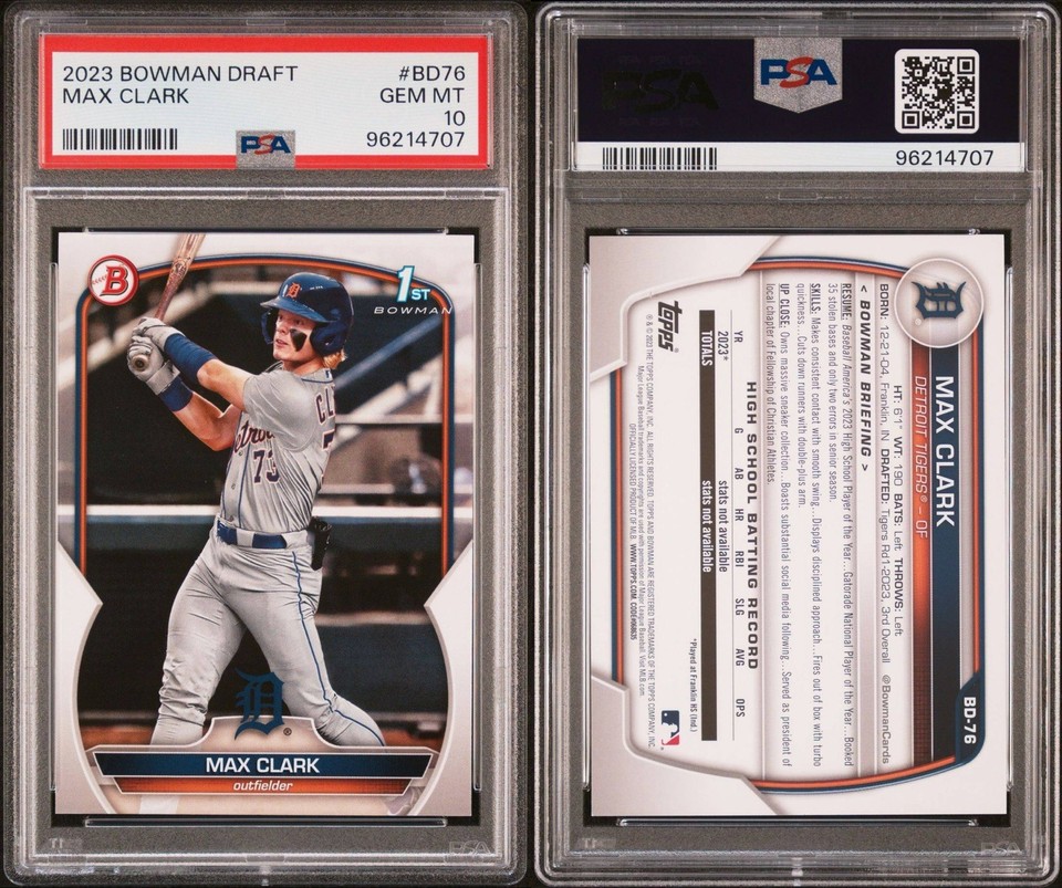 2023 Bowman Draft - Max Clark #BD-76 (RC) PSA 10 | eBay