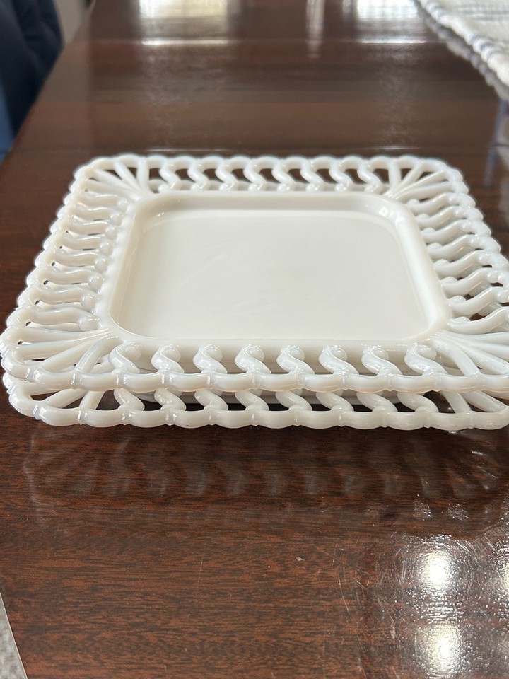 Vintage Westmoreland Milk Glass Reticulated Border Lace Edge Plates ...