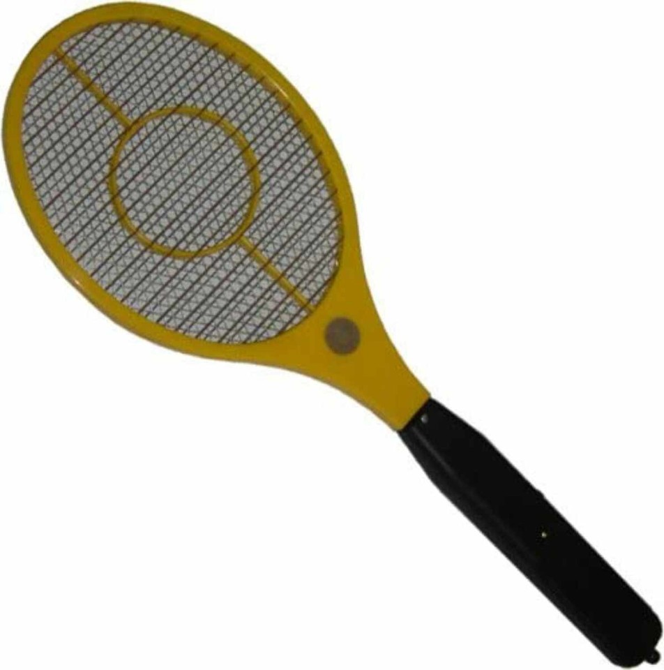 Electrical Bug Fly Racket Zapper Bat Mesh Yellow Frame Mosquitos Midges ...