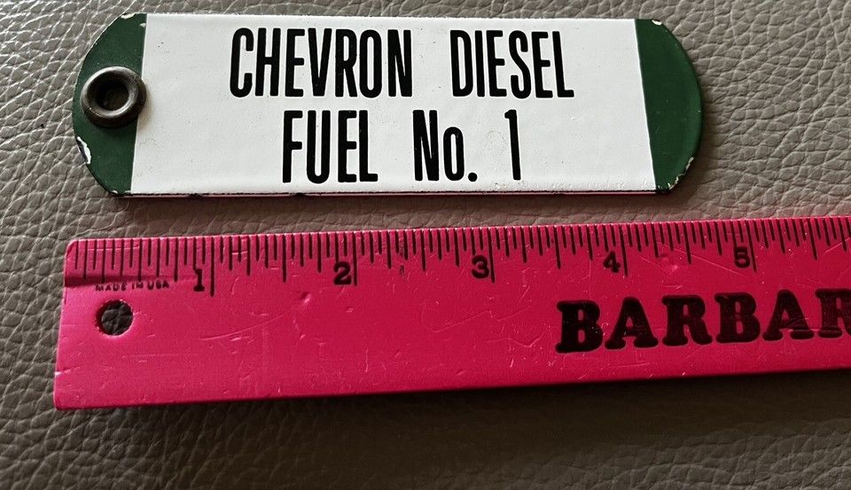 Vintage Chevron Diesel Fuel No. 1 Gasoline Enamel Gas Tag Pump Sign Oil ...