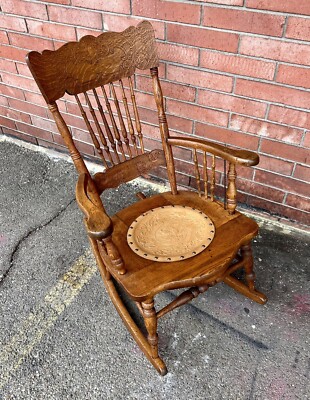 Restored Antique Victorian Pressed Back Tiger Oak Rocking Chair W ...