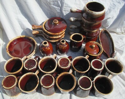 Vintage Hull McCoy USA Brown Drip Dinnerware Pottery 30pcs | eBay