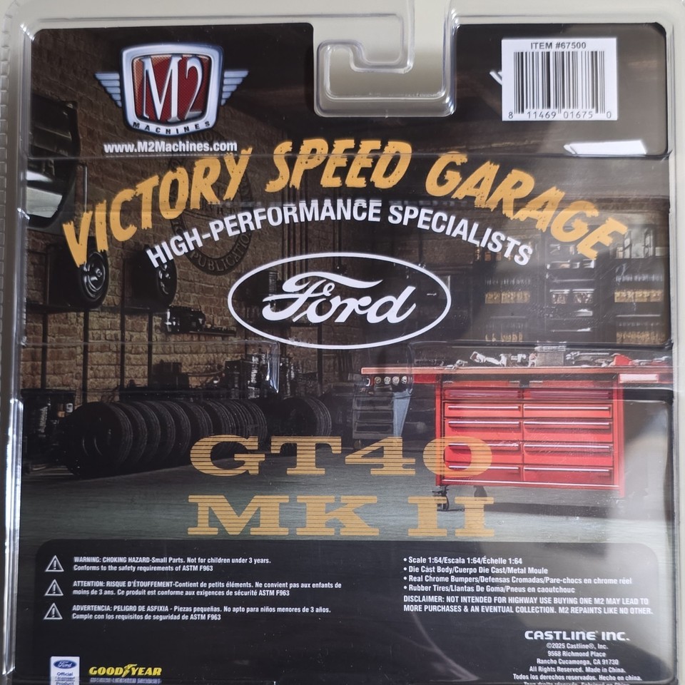 M2 Machines 1966 Ford GT40 MK II 1:64 Diecast Car Black Red Victory ...