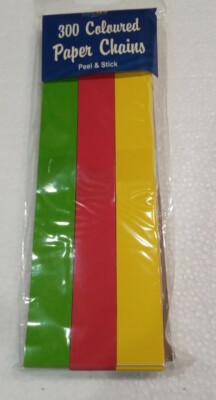 300 Party Paper Chains Traditional Bright Multi coloured Peel & stick ...