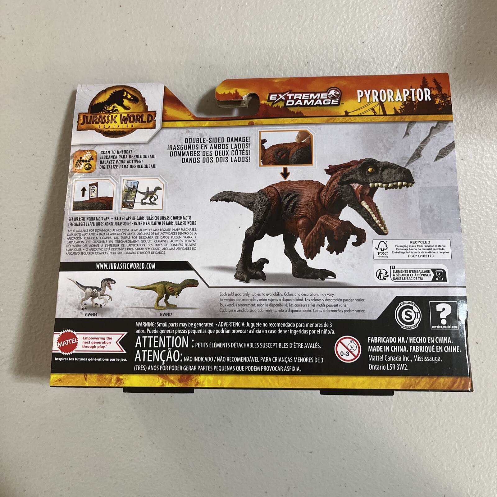 Jurassic World Dominion Pyroraptor Action Figure Mattel Extreme Damage ...