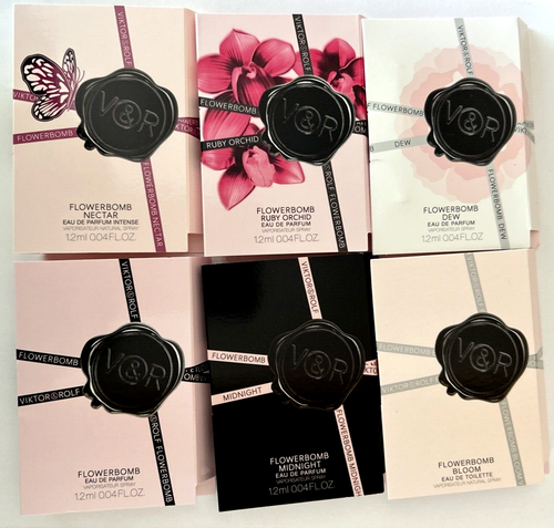 6x Viktor&Rolf FLOWERBOMB DEW NECTAR MIDNIGHT BLOOM RUBY ORCHID Sample ...