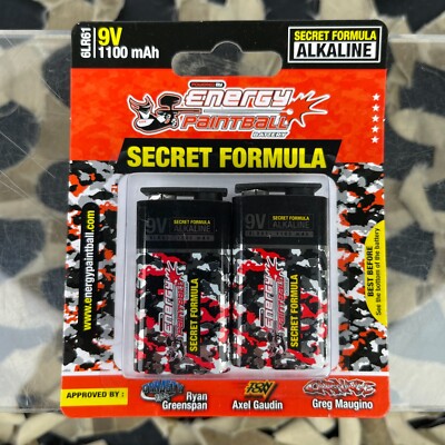 NEW Energy Paintball 9V 1100mAh Secret Formula Alkaline Battery - 2 ...