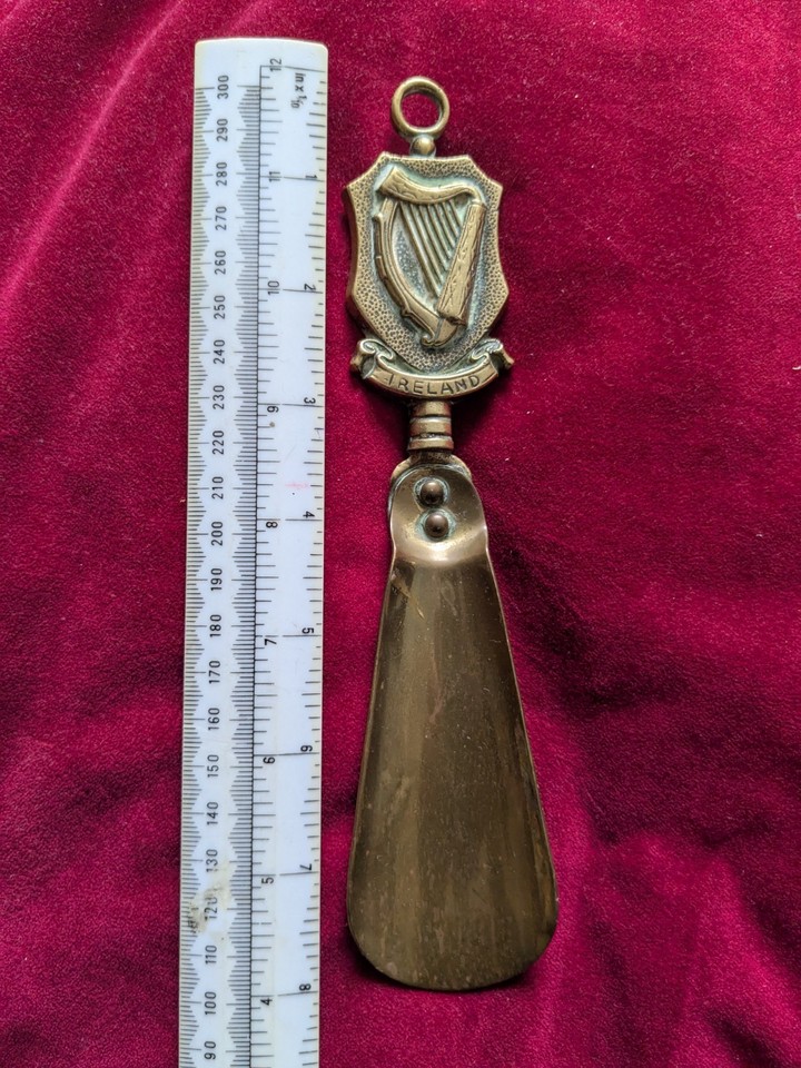 vintage shoe horn irish harp emblem 8" inches long | eBay UK