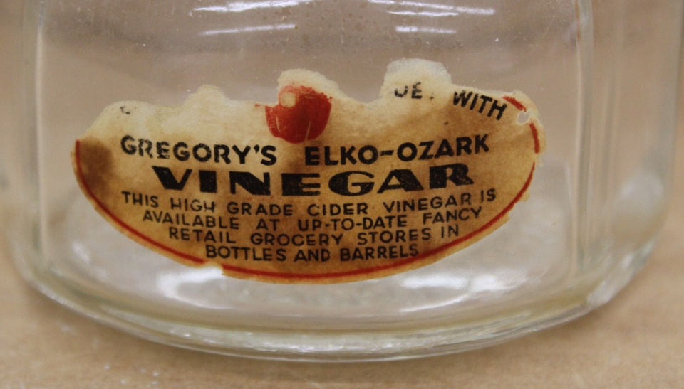 Old Gregory's Elko-Ozark Vinegar 10 oz. Cruet, Hazel Atlas Glass ...