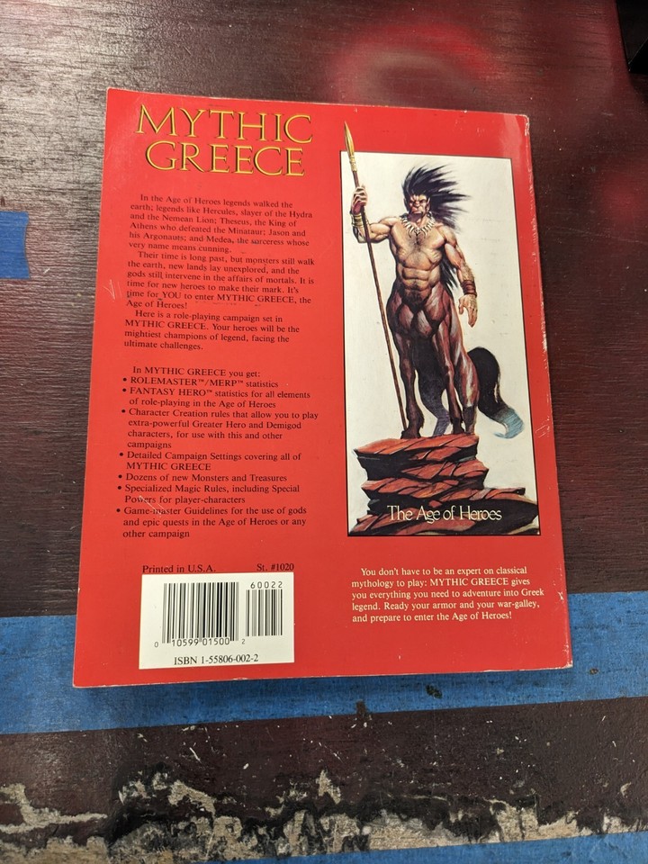Mythic Greece The Age Of Heroes A Rolemaster Classic 1020 ICE Fantasy ...