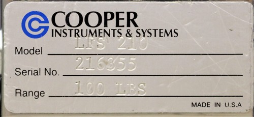 Cooper Instruments & Systems LFS-210 100 lbs S Beam Load Cell LFS-210 ...