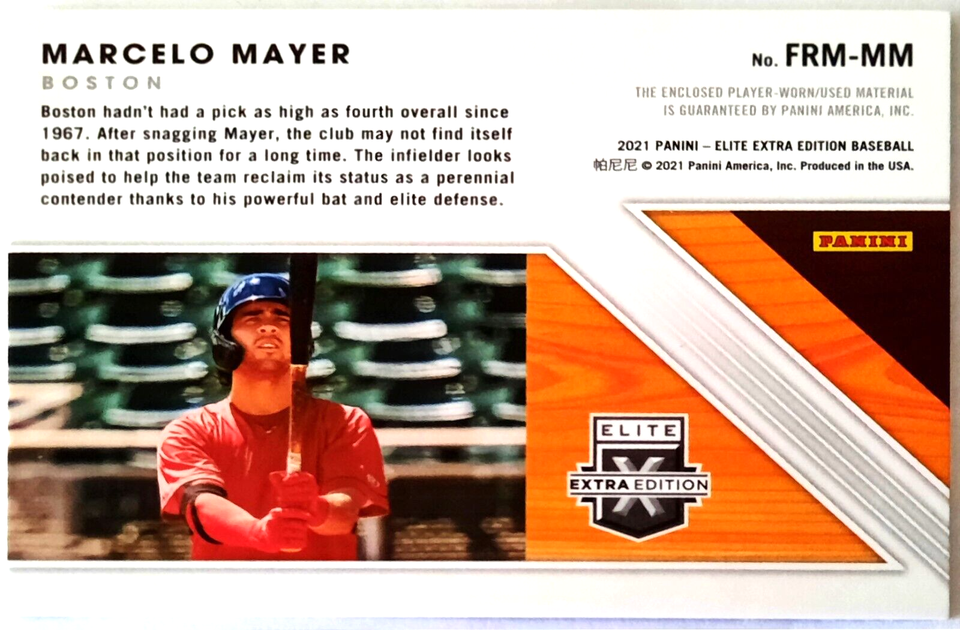 Marcelo Mayer 2021 Panini Elite Extra Edition FRM-MM First Round ...
