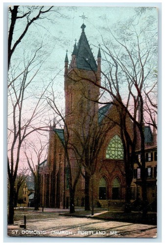 c1910's St. Domonic Church Chapel Cathedral Exterior Portland Maine ME ...