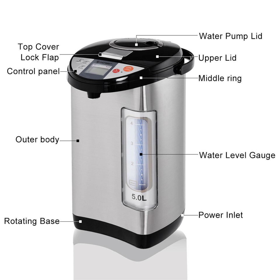 5-Liter LCD Water Boiler Warmer Electric Hot Pot Re-boil Hot Water ...