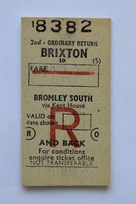 Railway Ticket Brixton to Bromley South 2nd class BR #8382 | eBay