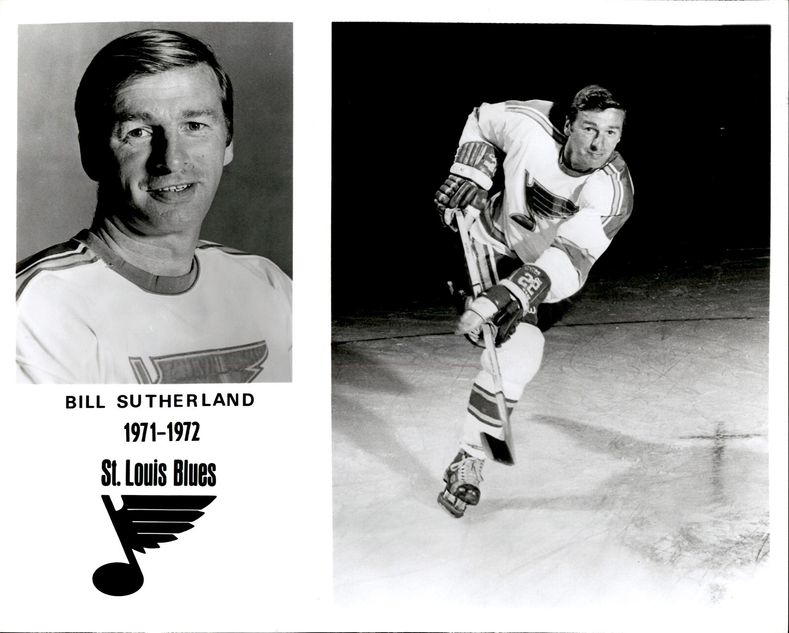 PF17 Original Photo BILL SUTHERLAND 1971-72 ST LOUIS BLUES NHL HOCKEY ...