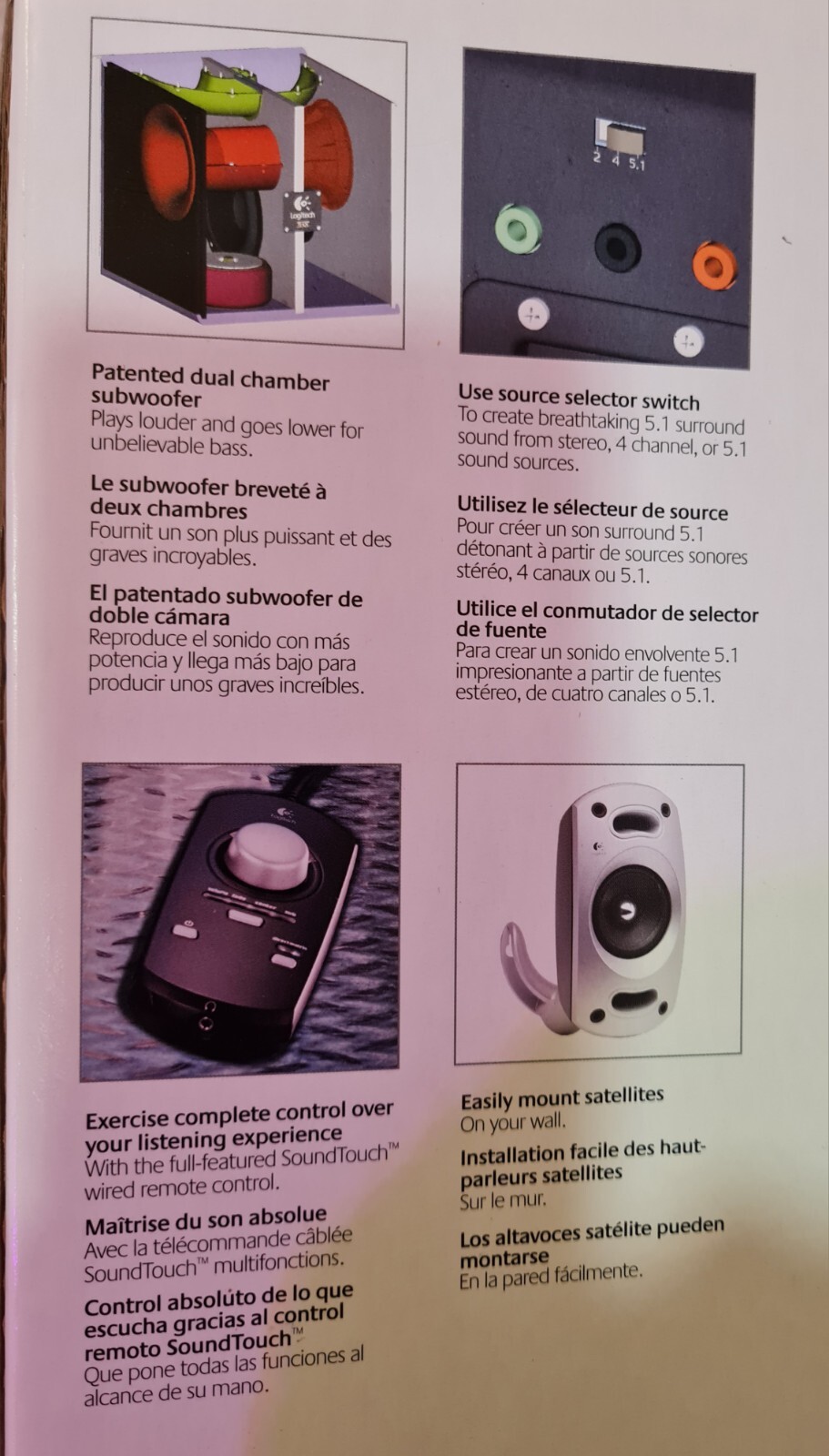 Logitech Z-5300e 5.1 THX Surround Computer Speakers Subwoofer COMPLETE ...