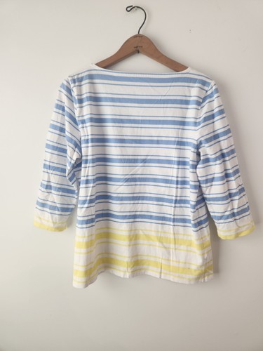 Sz M Talbots Stripe Cotton Jersey Knit Top Shirt Spring Colors 3/4 ...