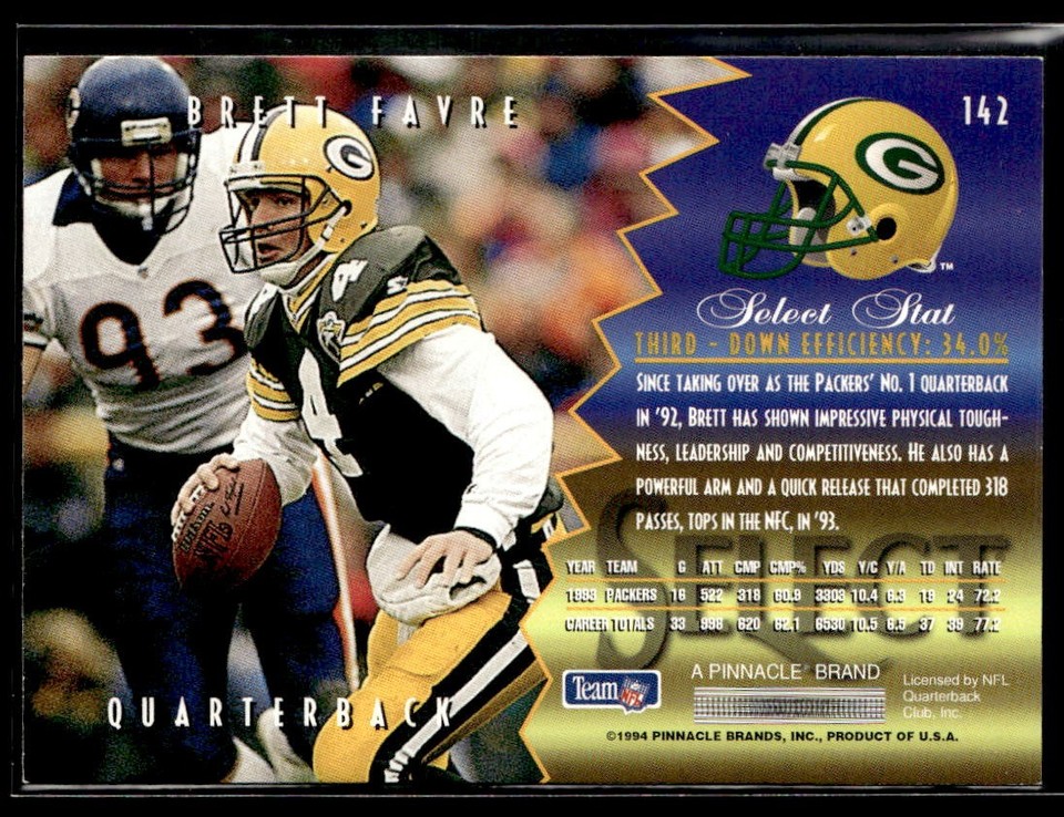 1994 Select #142 Brett Favre Football Card 1303M | eBay