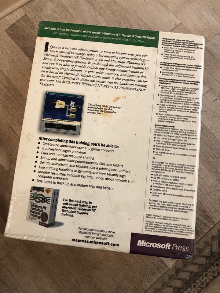 Microsoft Windows NT 4.0 Network Administration Training Official NOS ...