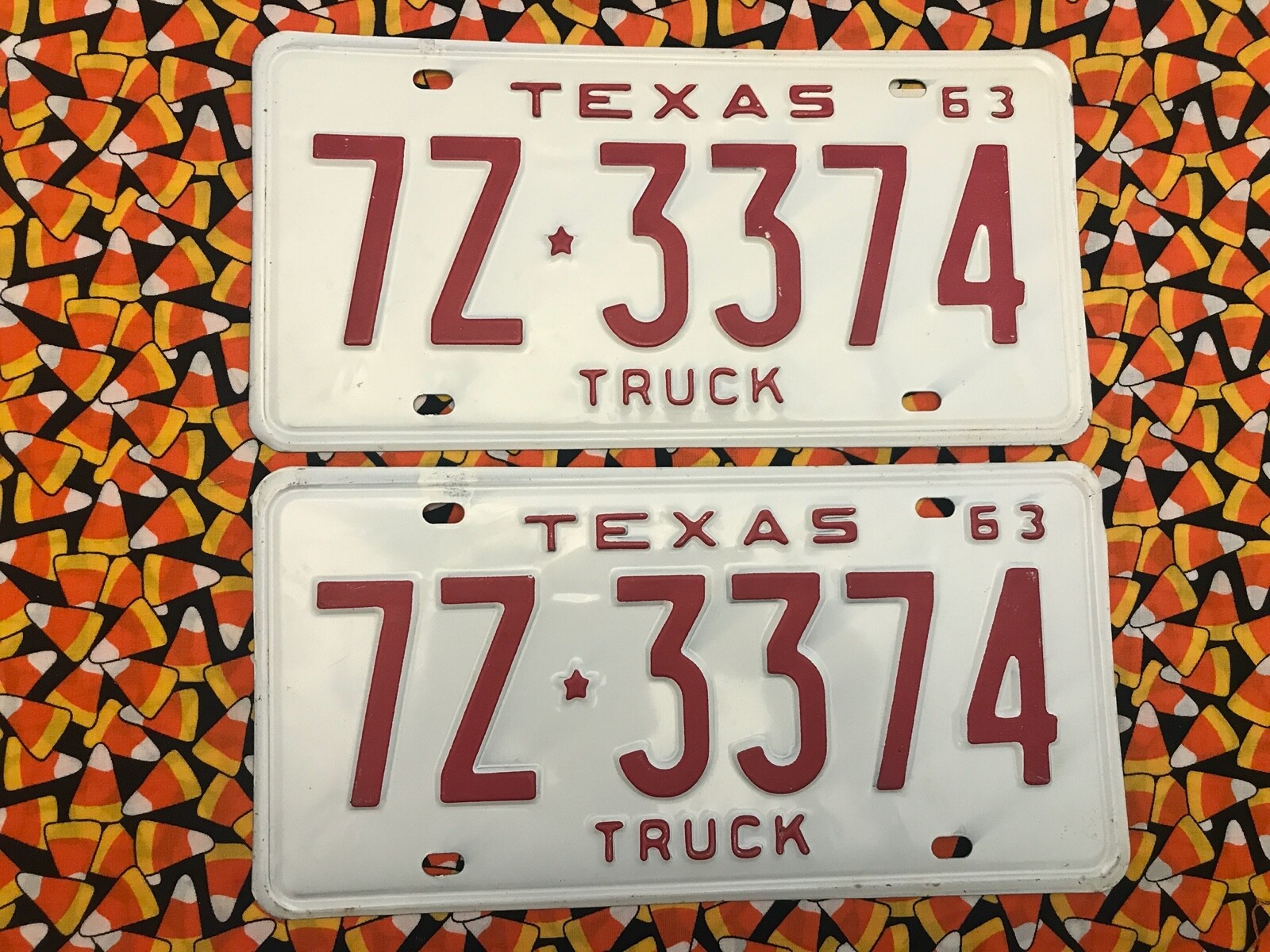 1963 TEXAS TRUCK LICENSE PLATES 7Z3374 REPLACEMENT Red Numbers | eBay