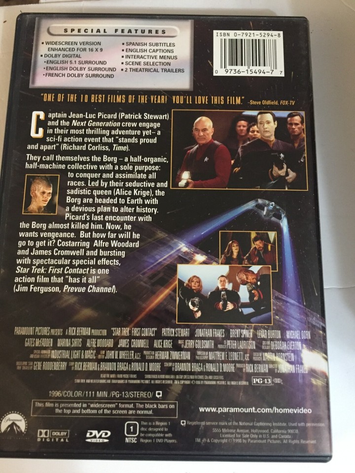 Star Trek First Contact DVD Ships Free Same Day With Tracking | eBay