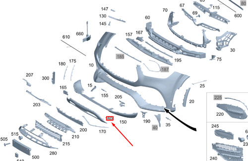 MERCEDES-BENZ GLE W167 FRONT BUMPER LOWER COVER A1678853300 ORIGINAL NO ...